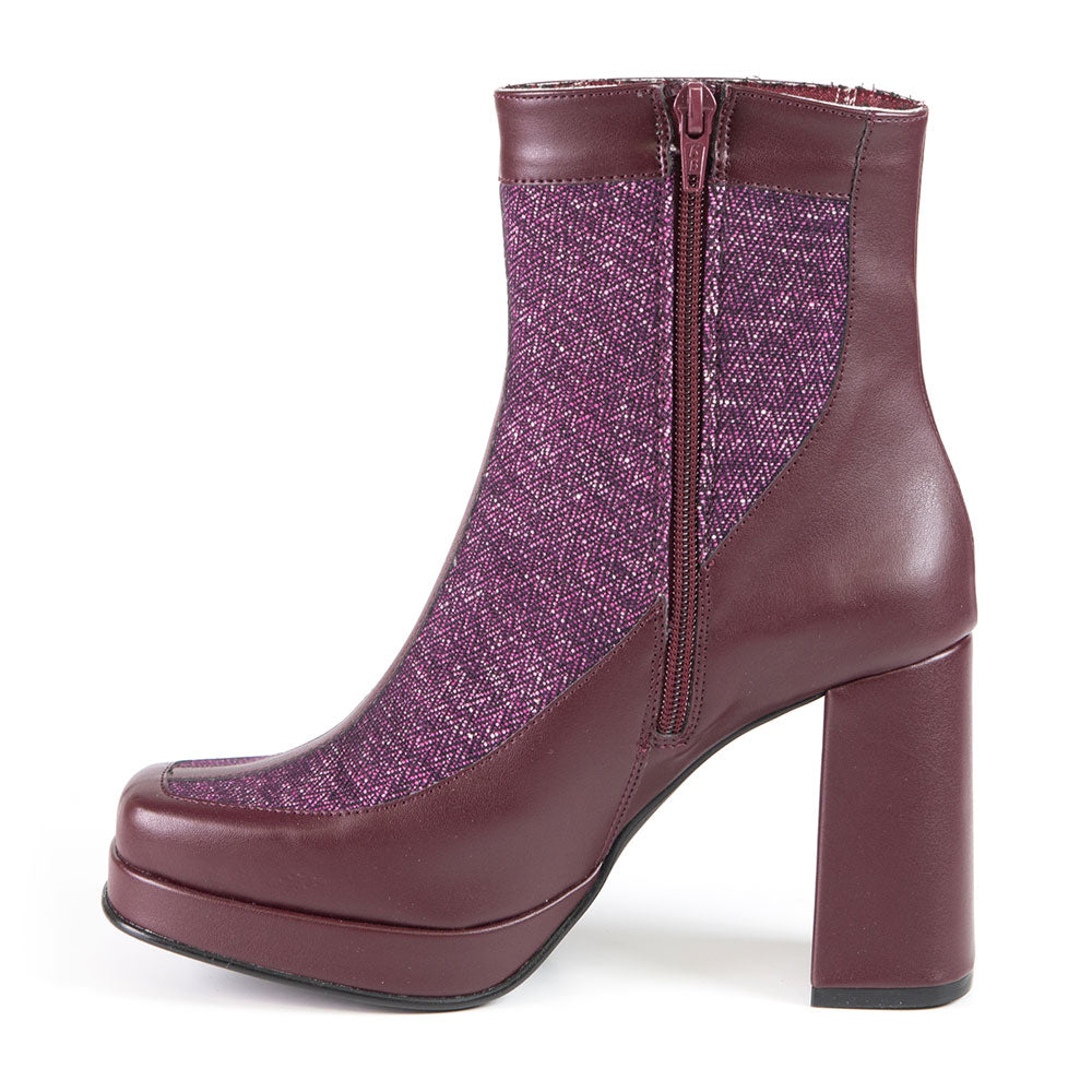 MAGALIE Bottillon talon haut Mauve en matériel recyclé – Ecofino